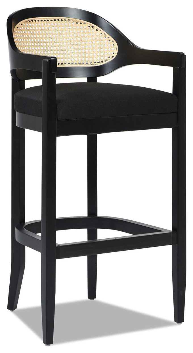 Americana Mid-Century Modern Rattan Cane Back Stool, 30.5" Bar Height ...