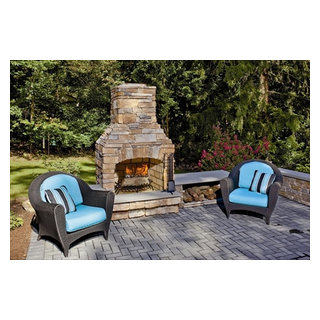 Outdoor Fireplace w/ EP Henry Cast Veneer Stone - New York - by V&S ...