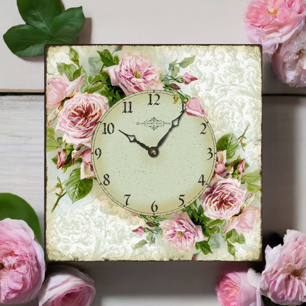 Vintage-Style Pink Roses Clock - Victorian - Wall Clocks - by Fairy ...