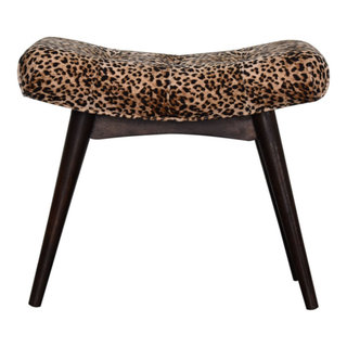 Leopard Print Curved Bench - Midcentury - Vanity Stools And Benches ...
