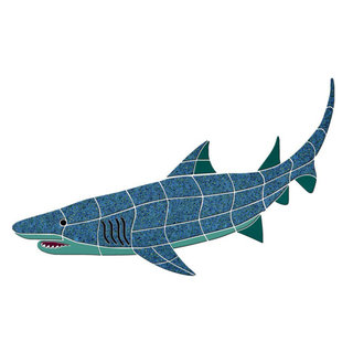 Shark 1 Ceramic Swimming Pool Mosaic, 60"x37" - Beach Style - Accent ...