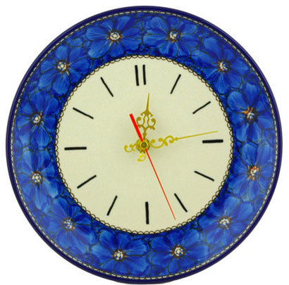 Polmedia Polish Pottery 10" Stoneware Clock - Mediterranean - Wall ...