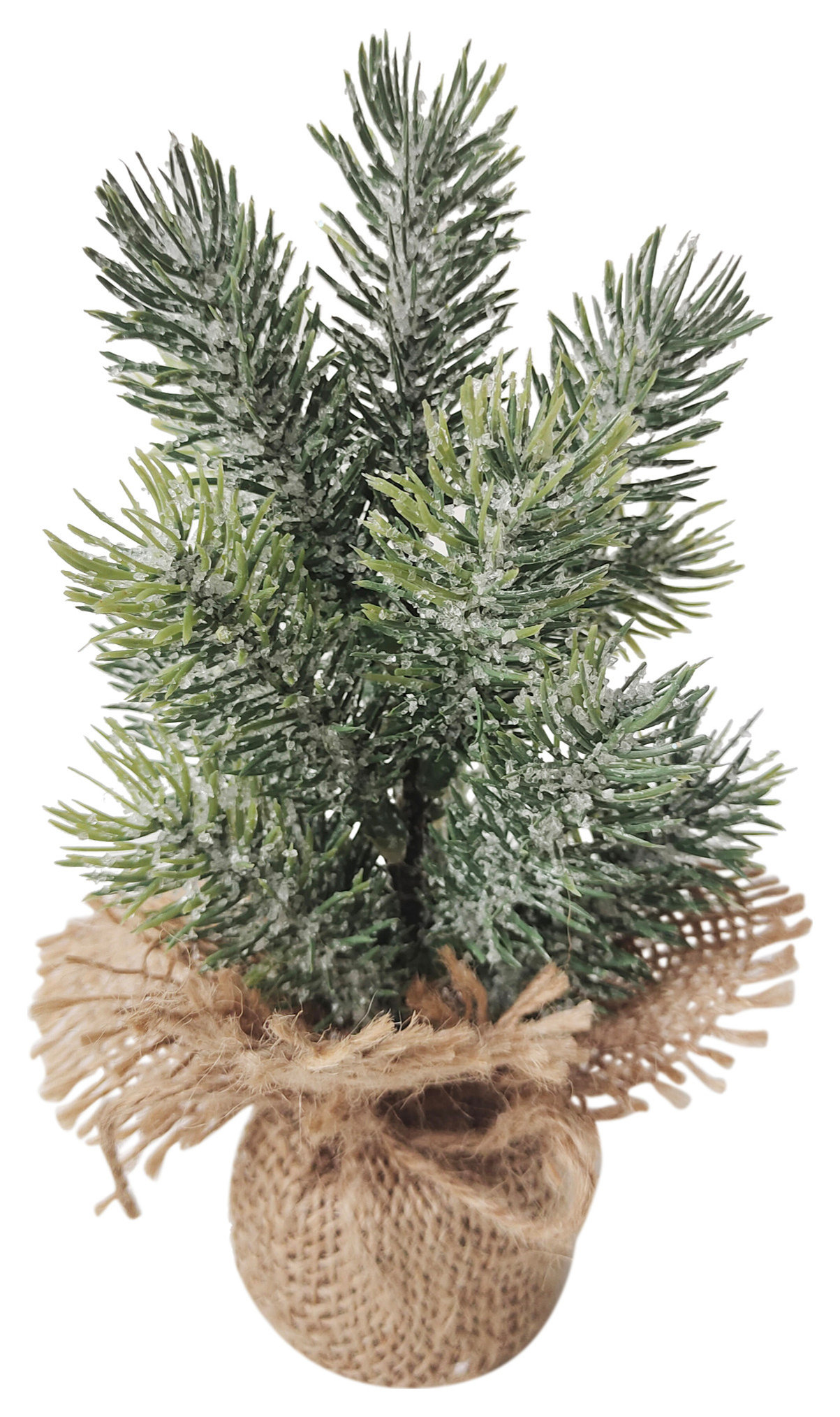 Frosted Mini Pine Tree Christmas Decoration With Burlap Base 7.75 ...