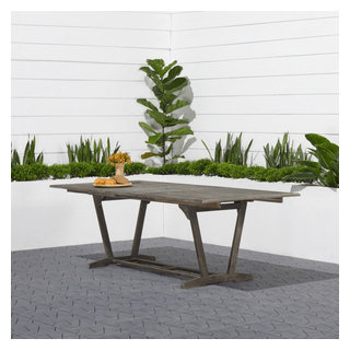 Distressed Grey Extendable Dining Table - Farmhouse - Outdoor Dining ...