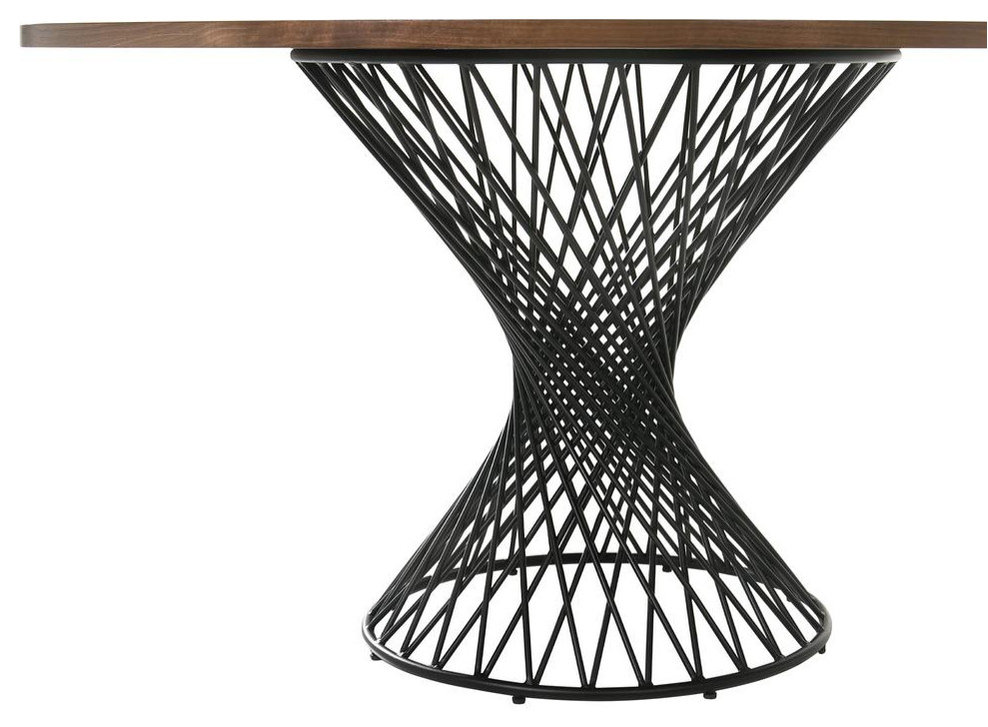 Cirque 54 Round Mid-Century Modern Pedestal Walnut Wood Dining Table ...