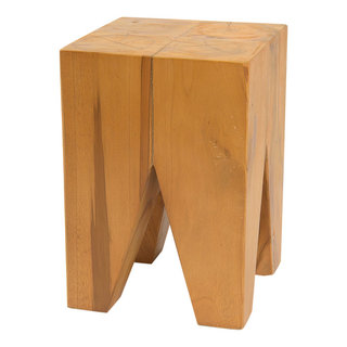 Square Four Leg Wood Stool - Rustic - Accent And Garden Stools - by ...