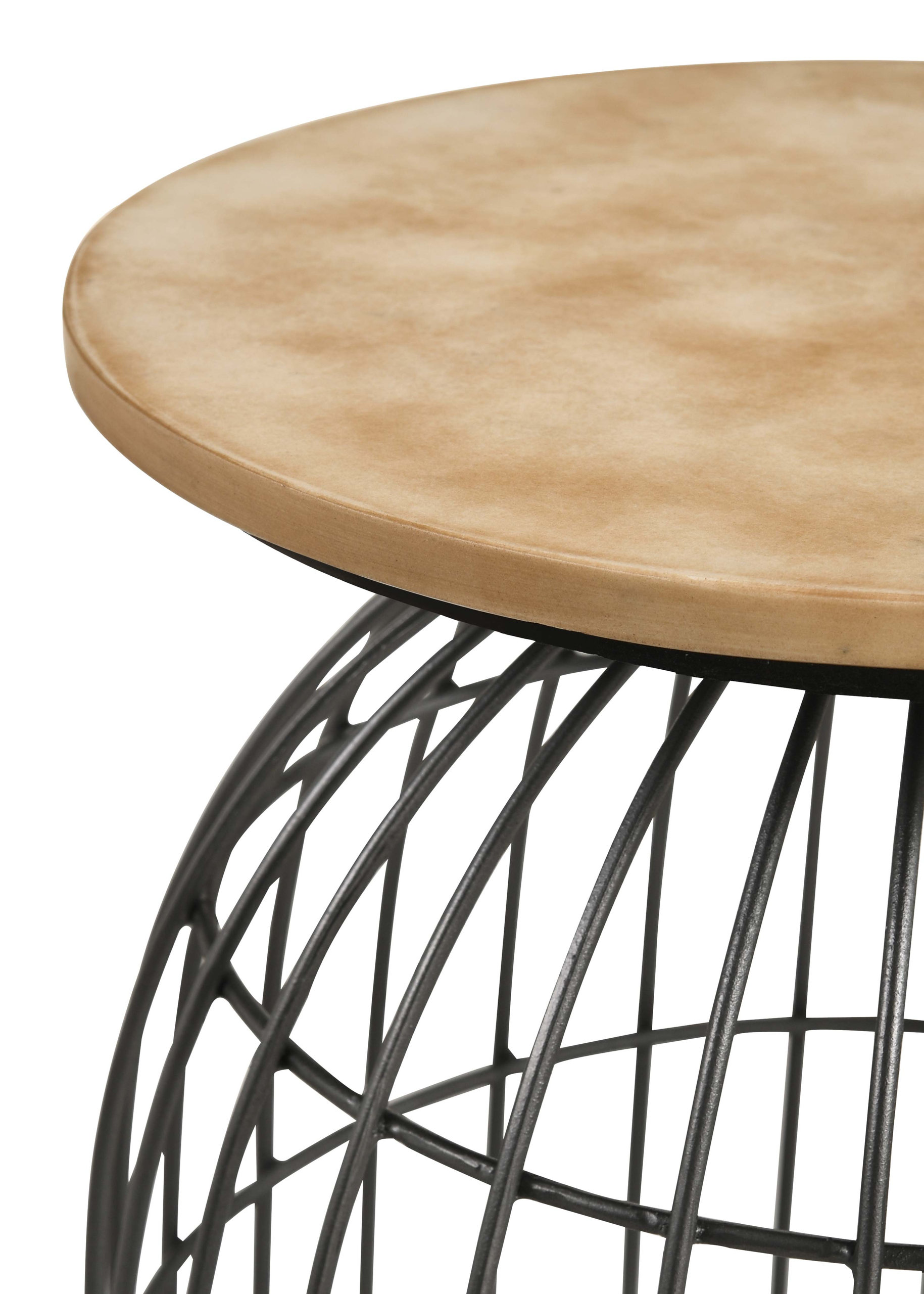 Bernardo Round Wire Frame Side Table Natural and Gunmetal - Side Tables ...