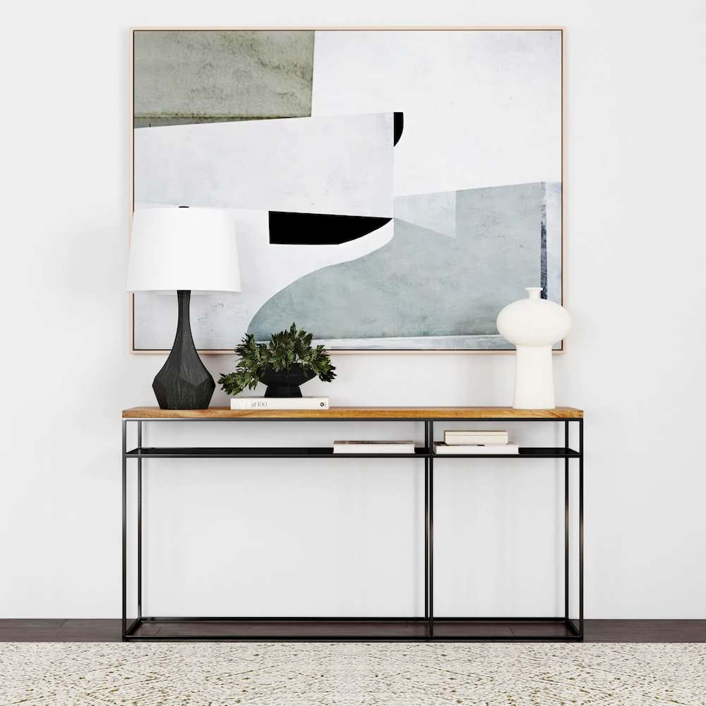 Company Sutton 63 Iron and Wood Console Table with Storage, Light Brown - Contemporary - Console ...