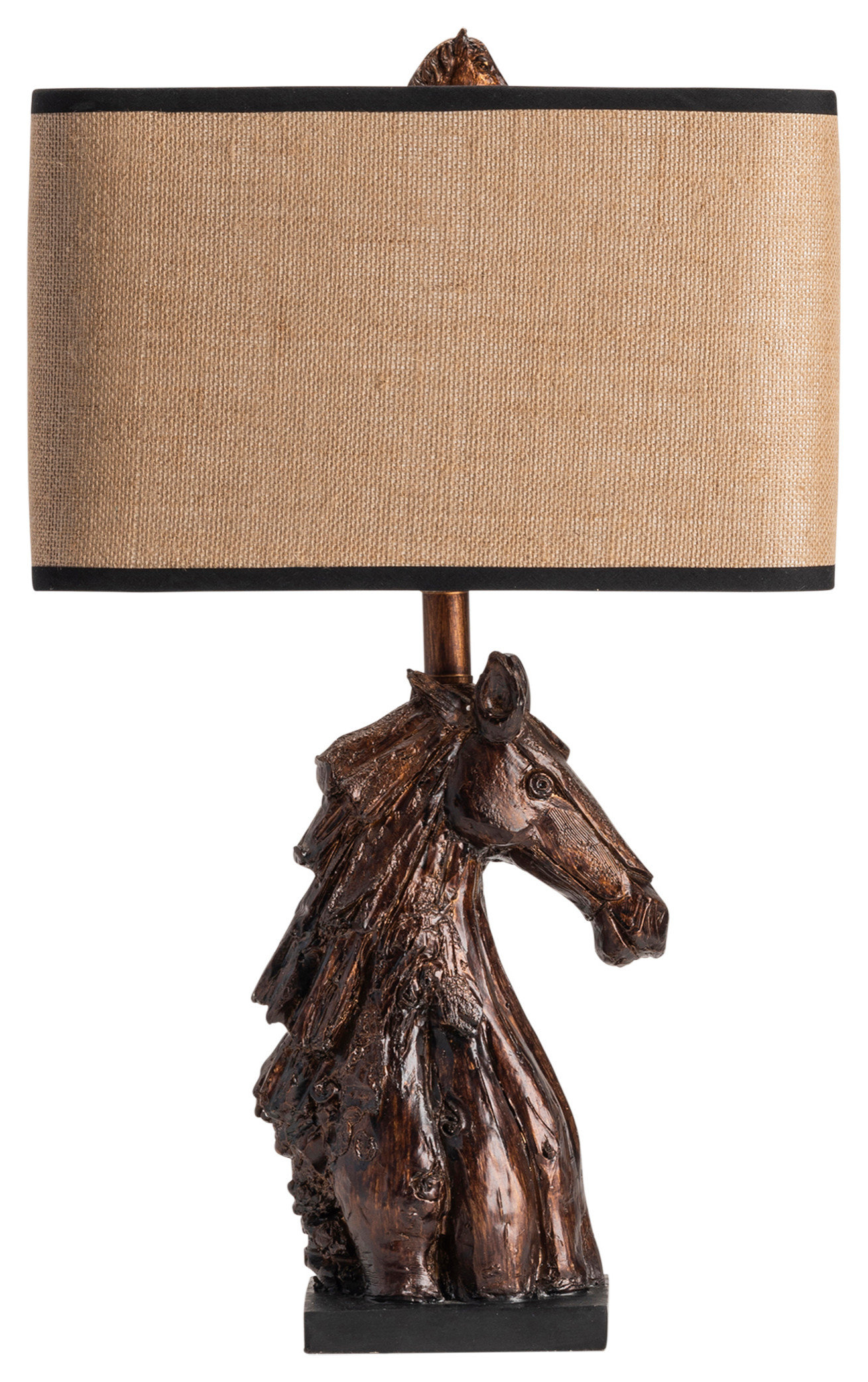 27"H Brown Resin Table Lamps With Burlap Rectangle Shade - Contemporary ...