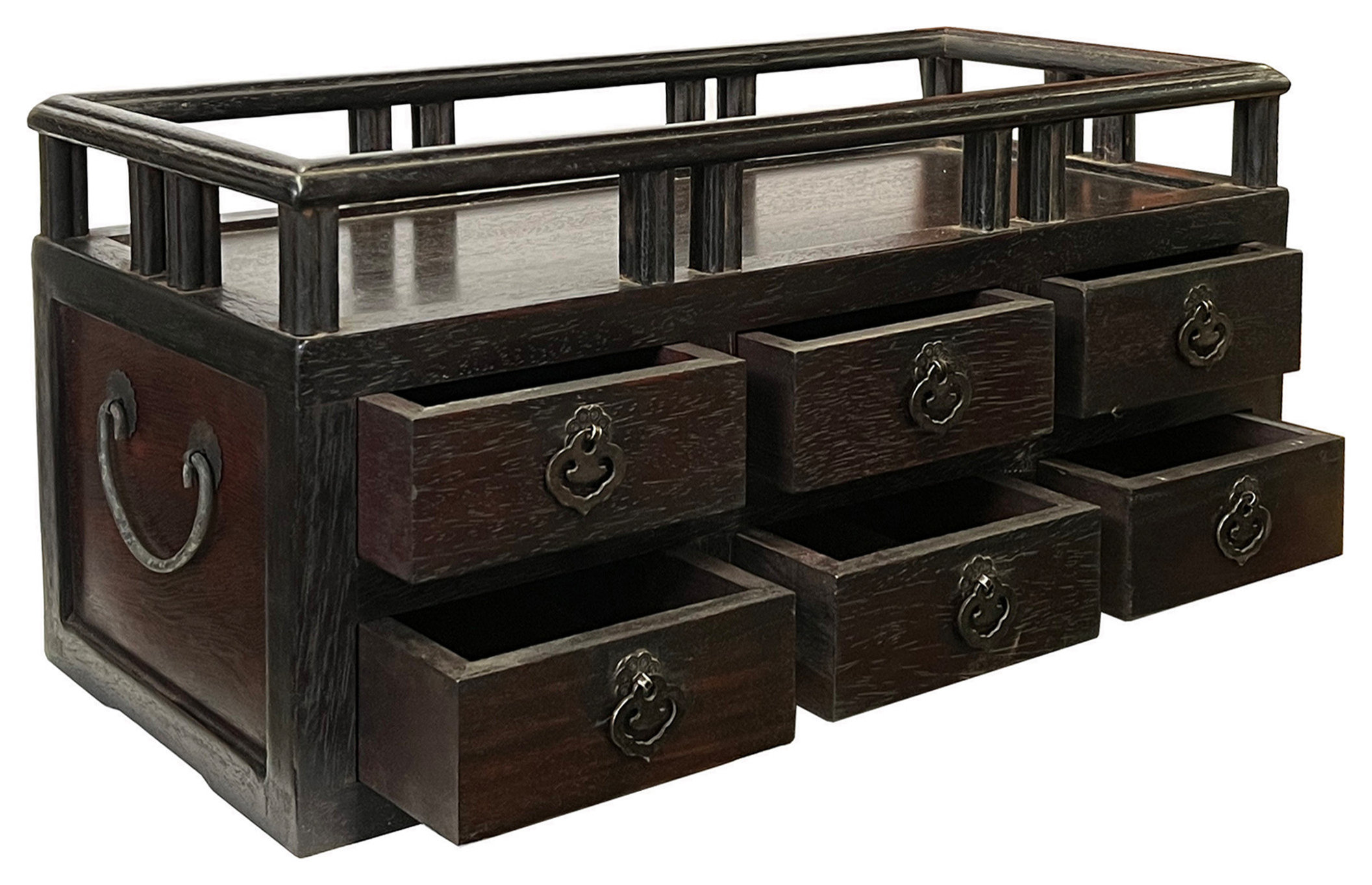 Chinese Brown Wood Rectangular Table Top Stand Display Easel Chest ...