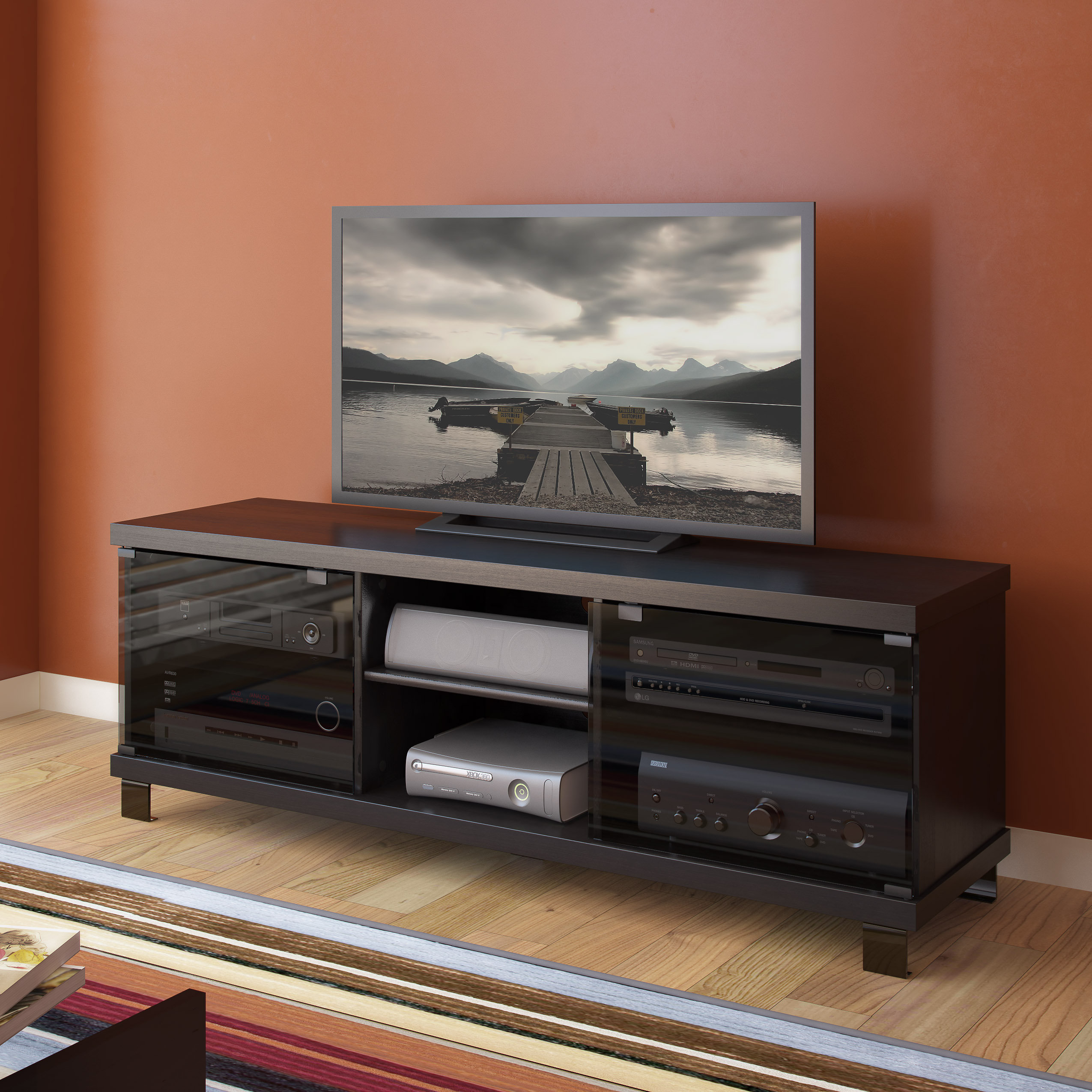 Holland 59" TV and Component Bench, Ravenwood Black - Transitional ...