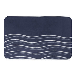 Navy Wavy Lines 21x34 Bath Mat, 21x34 - Contemporary - Bath Mats - by ...