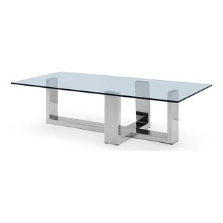 Blake Rectangle Coffee Table, Tempered Clear Glass Top - Contemporary ...