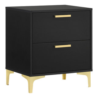 Kendall 2-drawer Nightstand Black and Gold - Midcentury - Nightstands ...