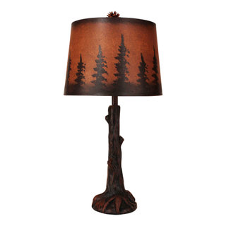 Rust Tree Trunk Table Lamp With Tree Shade - Rustic - Table Lamps - by ...