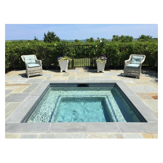 French Grey Pebble Sheen w/ 1" Glass Tile - Pool - Boston - by Atlantic ...