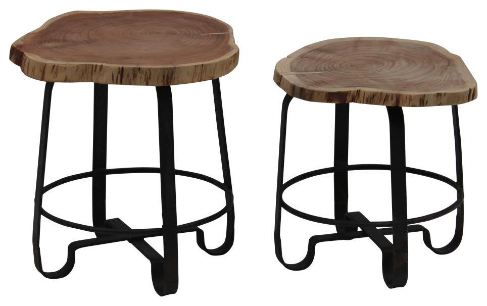 Lena Accent Tables/Stools Set Of 2 - Rustic - Side Tables And End ...