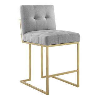 Privy Gold Stainless Steel Upholstered Fabric Counter Stool ...