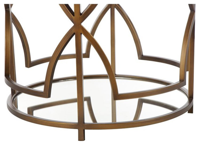American Home Classic Edward Round Metal and Glass Side Table in ...