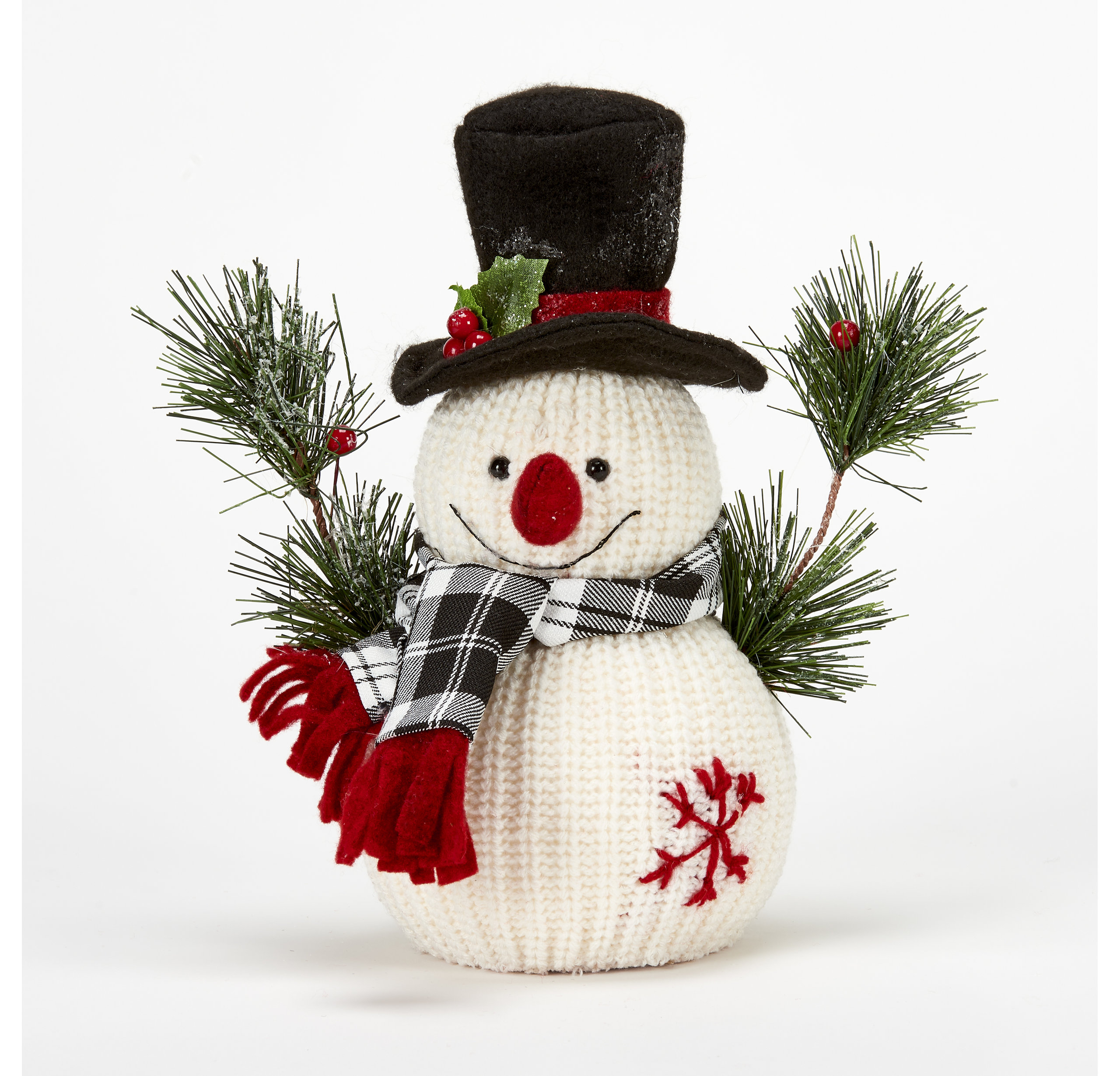 9" Tabletop Knit Snowman With Hat - Modern - Holiday Accents And ...