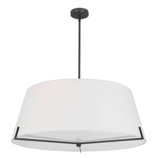 Preston 4 Light Pendant, Matte Black, White - Transitional - Pendant ...