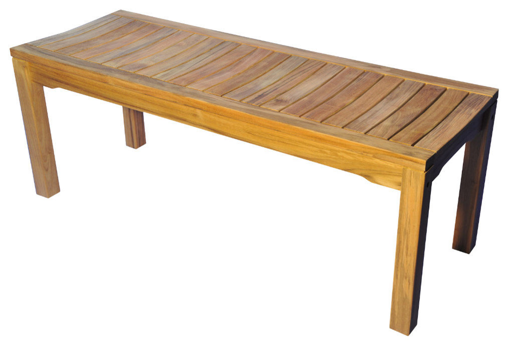 Teak Backless Bench Rosemont, 48" - Transitional - Outdoor Benches - by ...