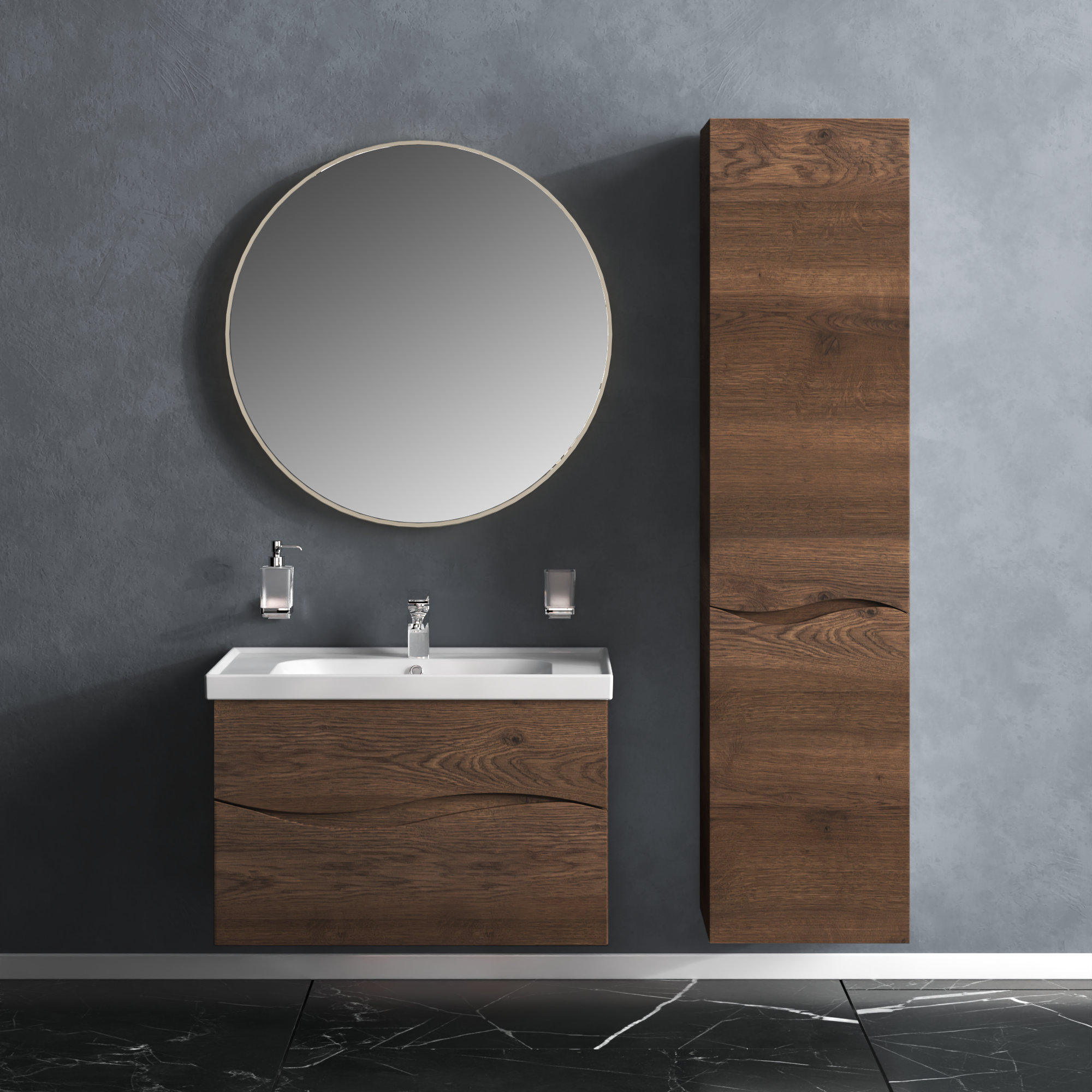 Bathroom Vanity Wave Rosewood No Mirror, 50" (12+26+12)-no mirror ...