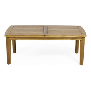 Dean Outdoor Acacia Wood Rectangular Coffee Table, Teak - Transitional ...