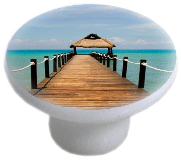 Beach Boardwalk Ceramic Cabinet Dresser Drawer Knob - Beach Style ...