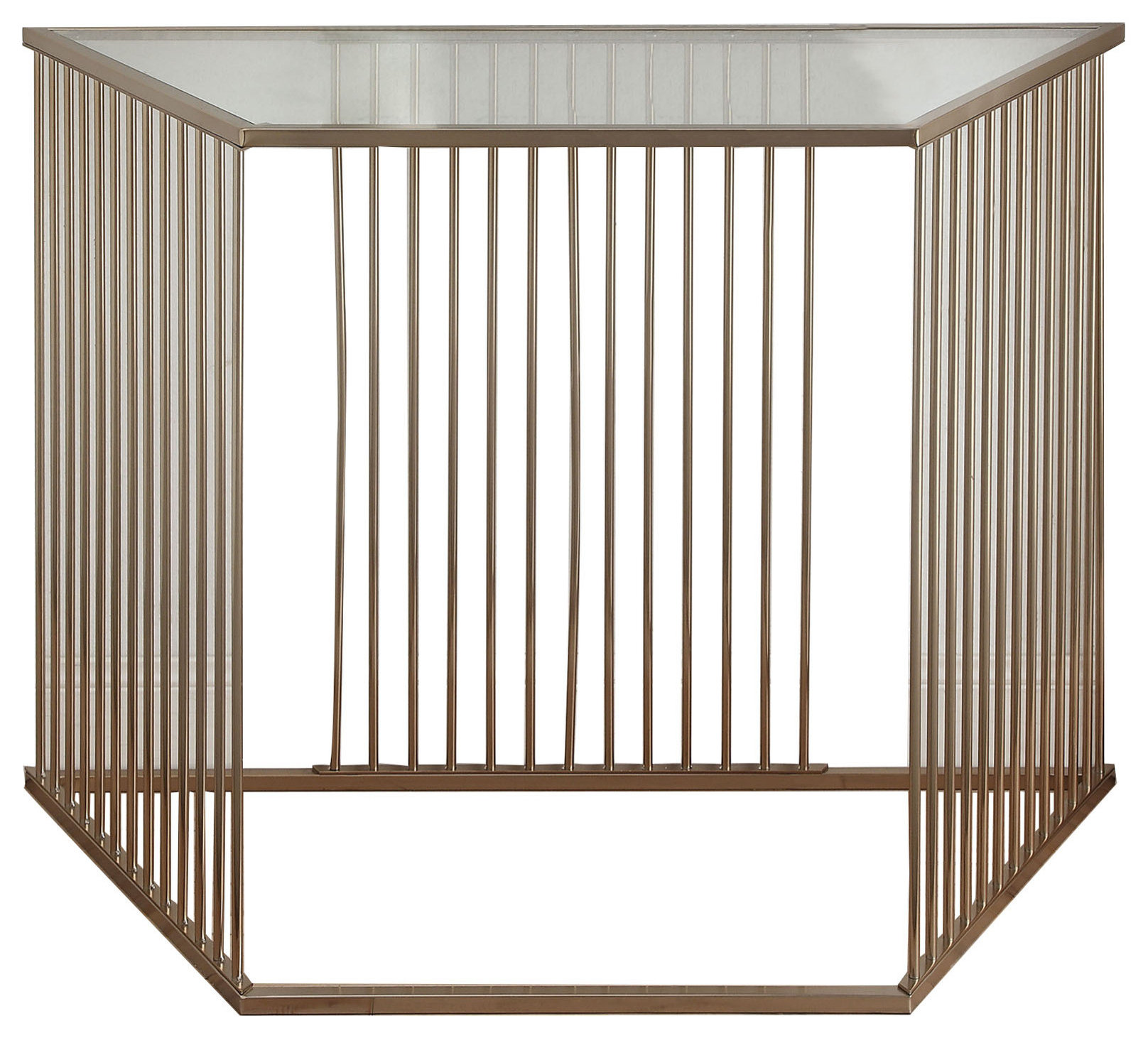 Benzara BM201980 Metal and Glass Sofa Table with Vertical Slat Design ...