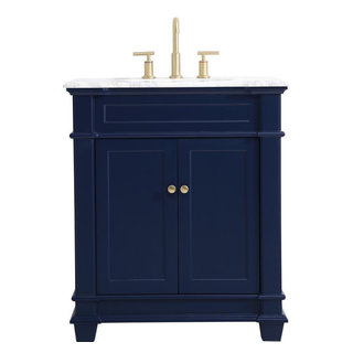 Transitional Blue Single Vanity Set, Single - Transitional - Bathroom ...