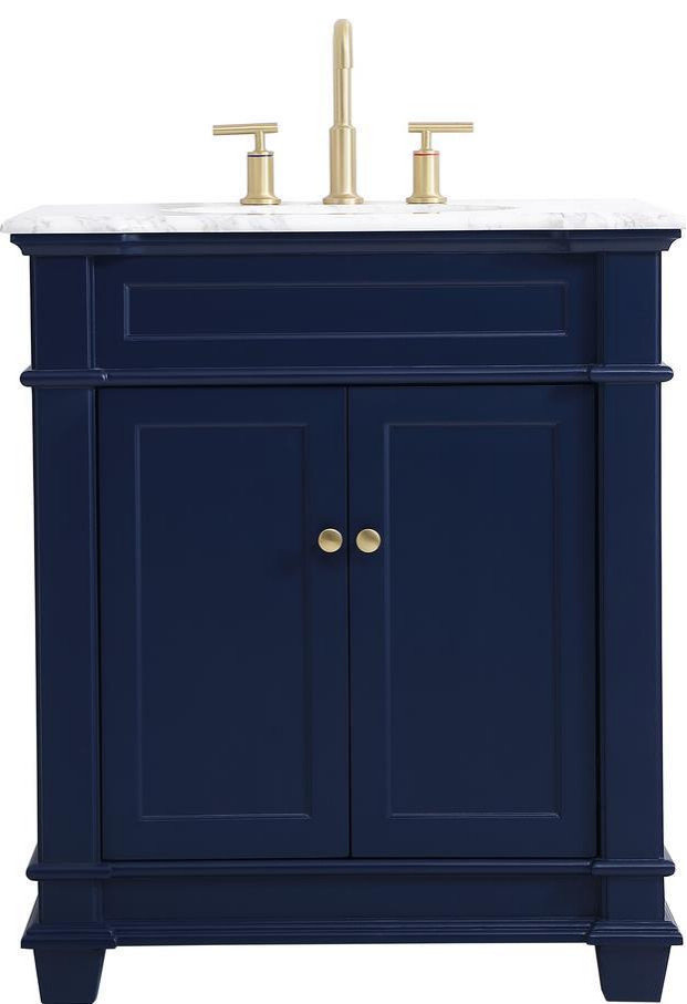 Transitional Blue Single Vanity Set, Single - Transitional - Bathroom ...