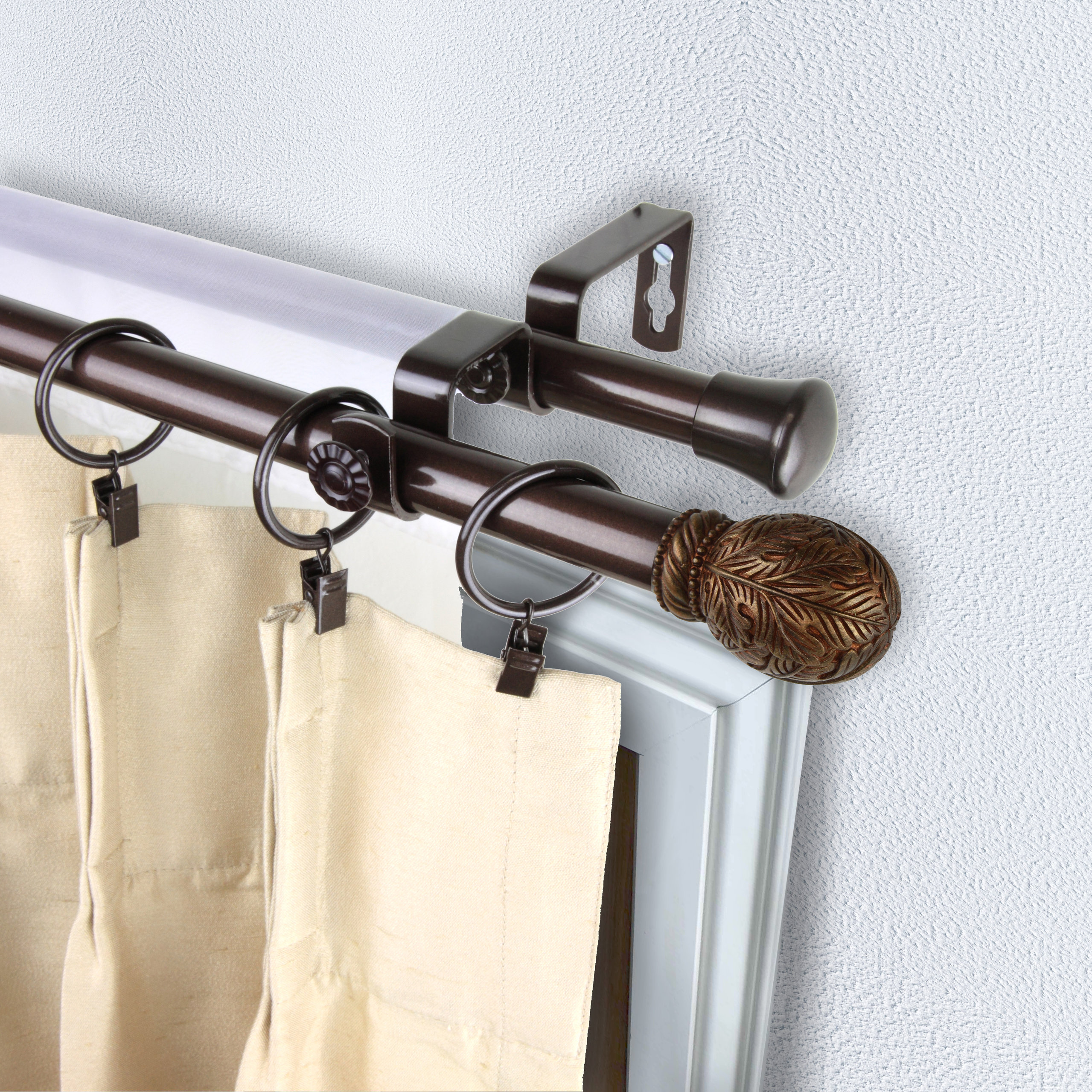 Verdant 13/16" Diameter Double Curtain Rod, 48-84" - Traditional ...