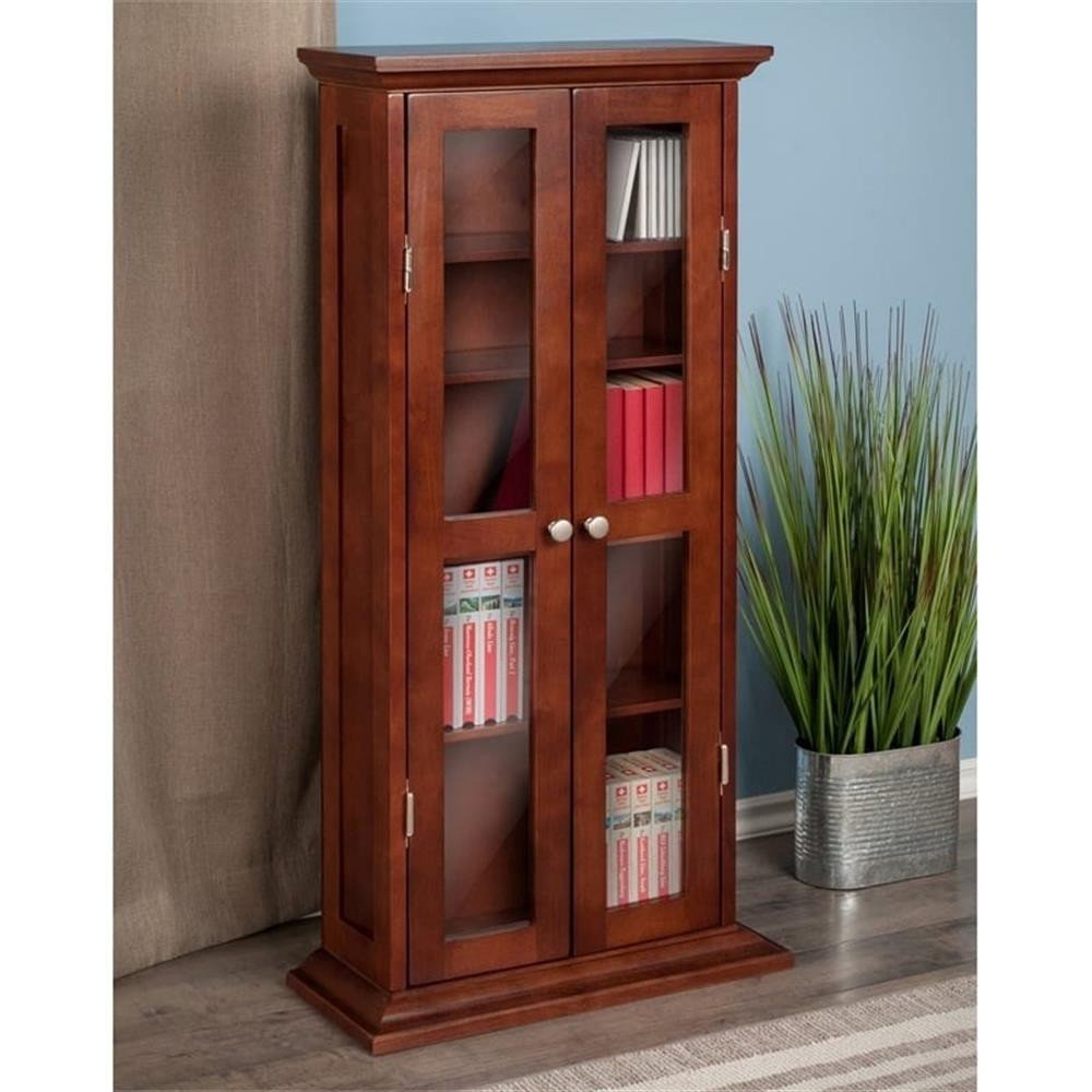 Pemberly Row Solid Wood CD & DVD Media Storage Cabinet in Antique ...