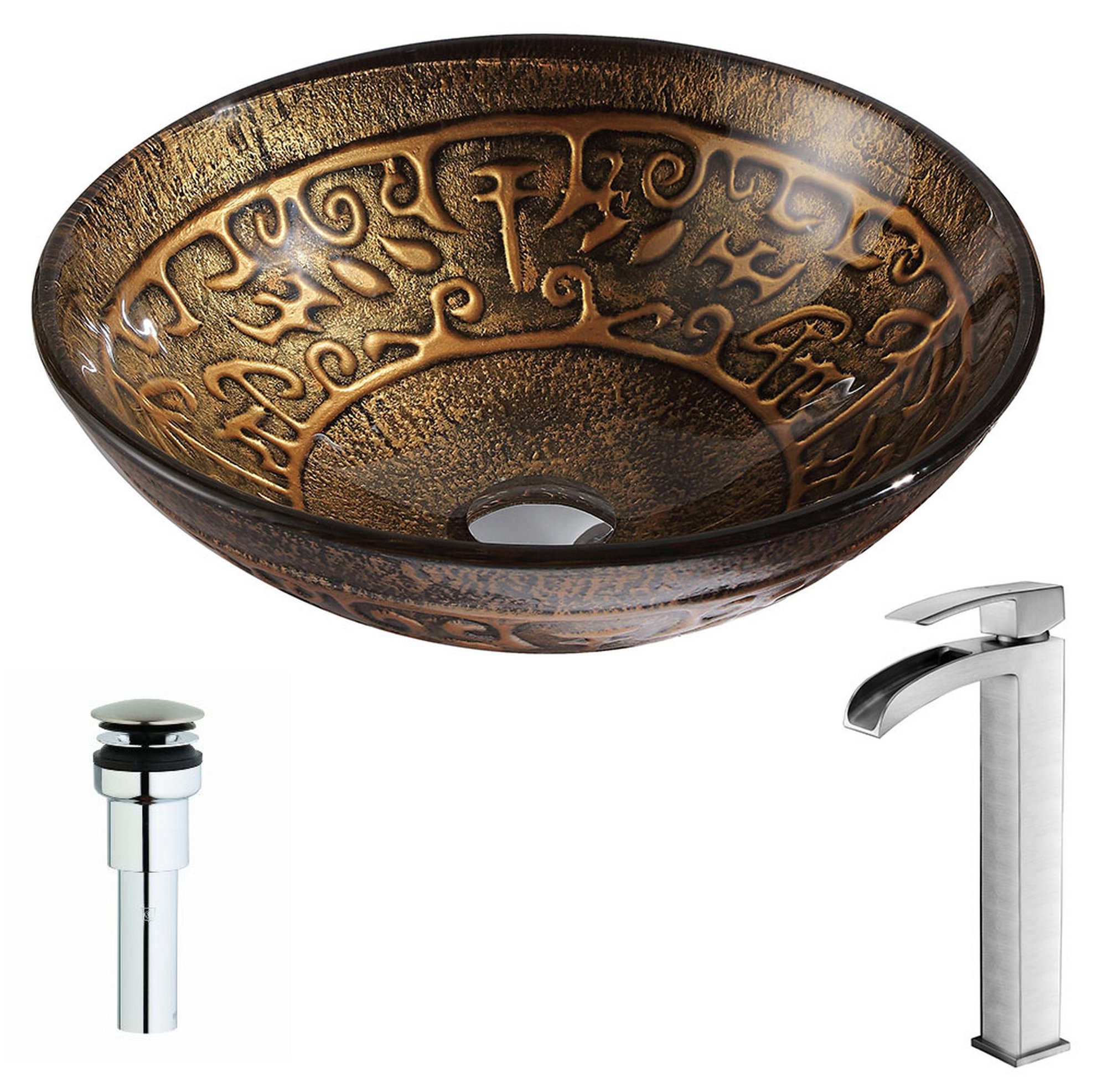 Alto Series Deco-Glass Vessel Sink, Lustrous Brown - Traditional ...