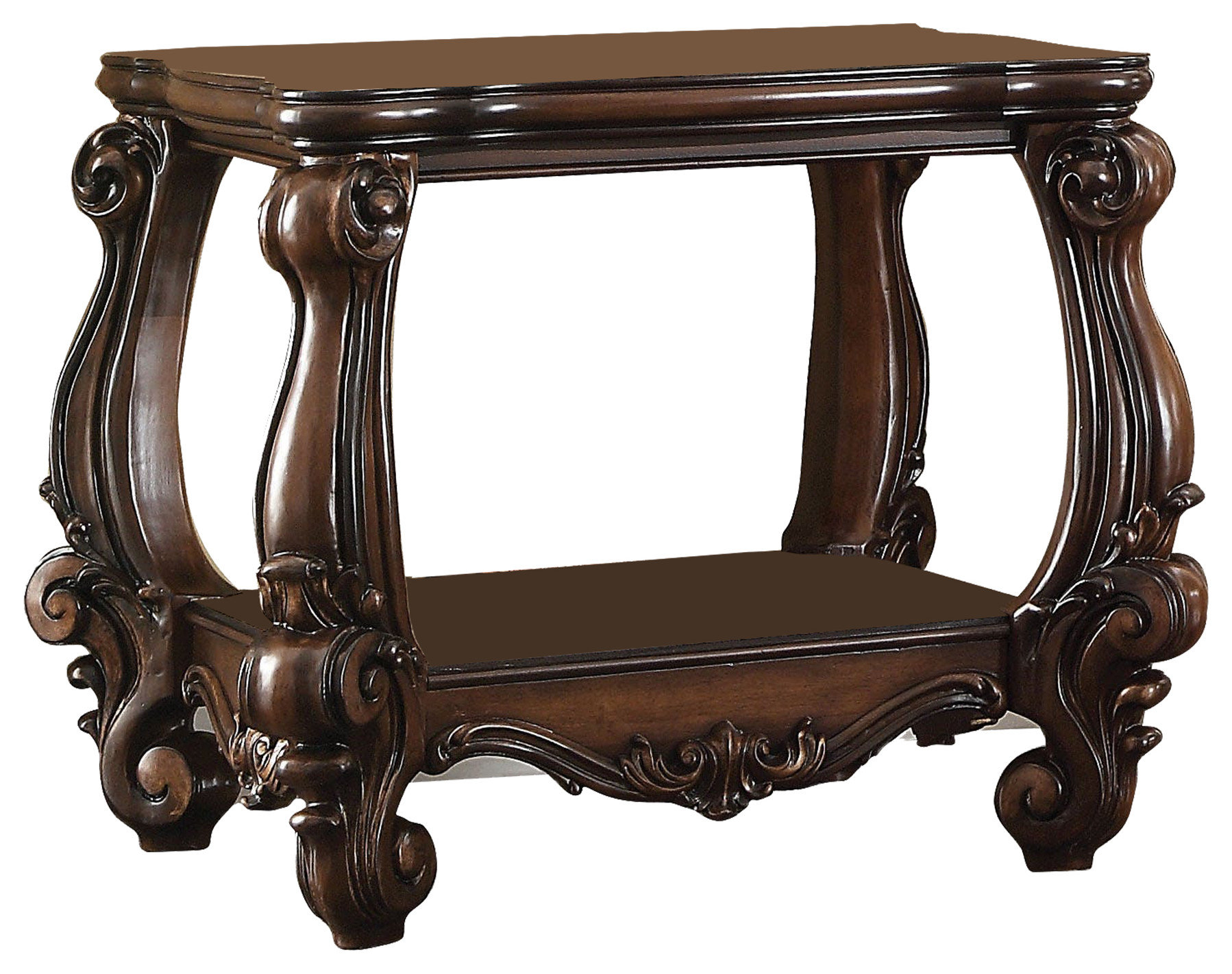 Benzara BM177643 Wooden End Table With Bottom Shelf in Cherry Brown ...