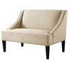 45" Beige and Black Upholstered Linen Bench - Transitional ...