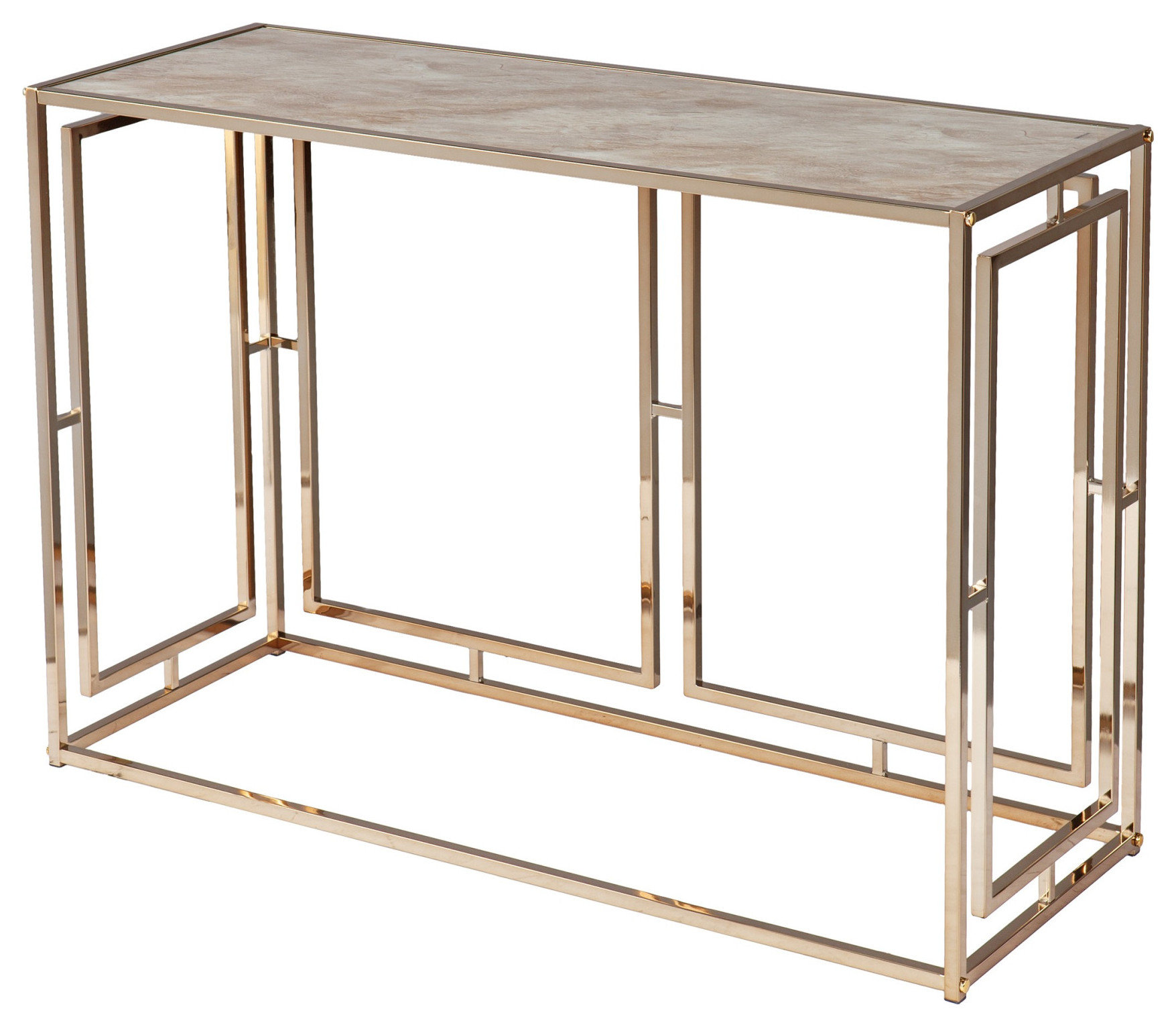 44" Champagne and Gold Faux Marble Frame Console Table - Contemporary ...