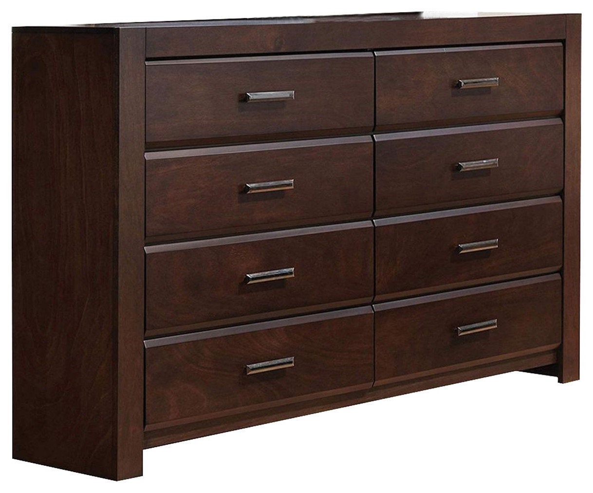 Wooden Walnut Dresser with 8 Drawers - Transitional - Dressers - by ...