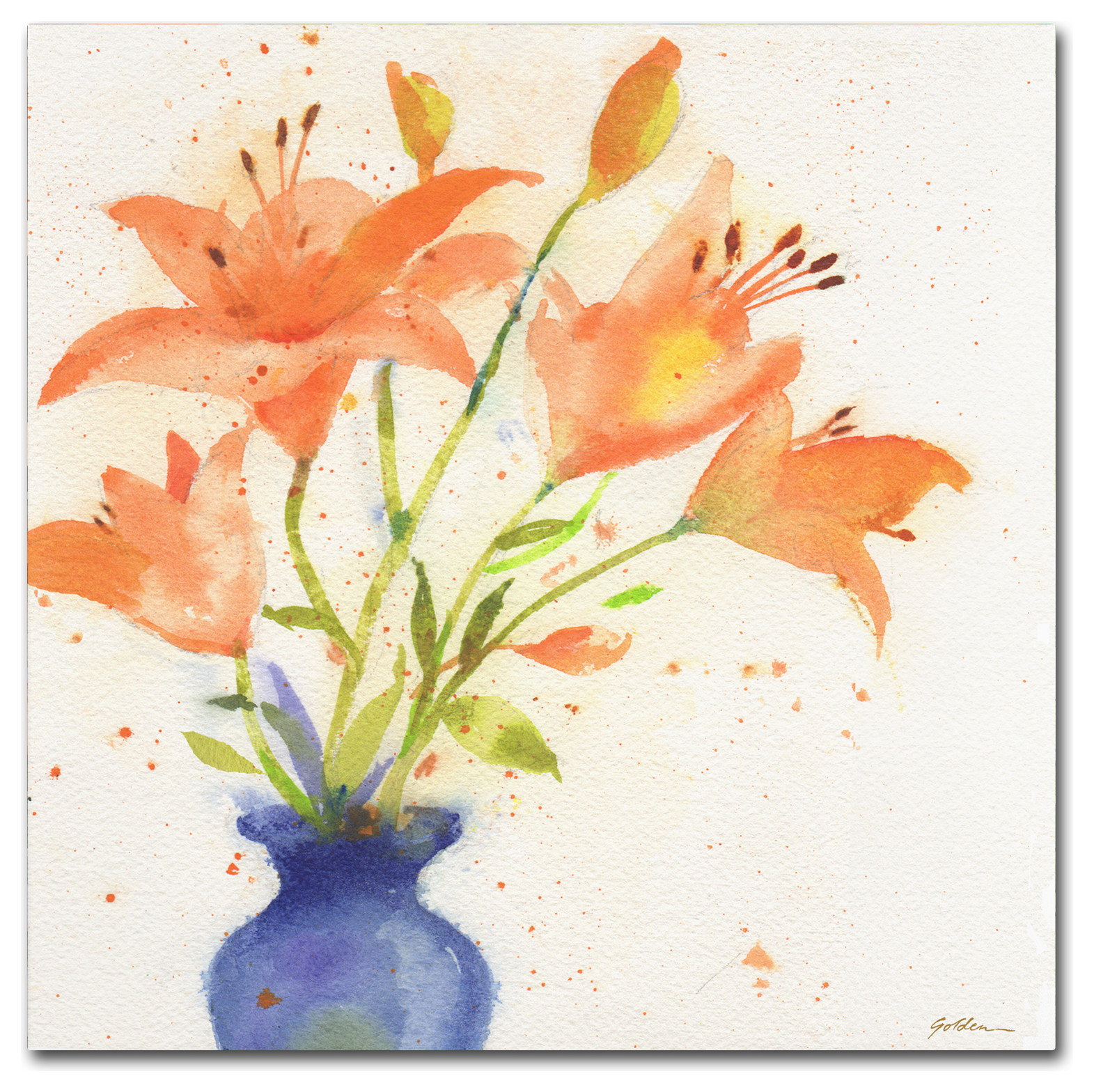 Sheila Golden 'Tiger Lily Bouquet' Canvas Art, 14"x14" - Traditional ...