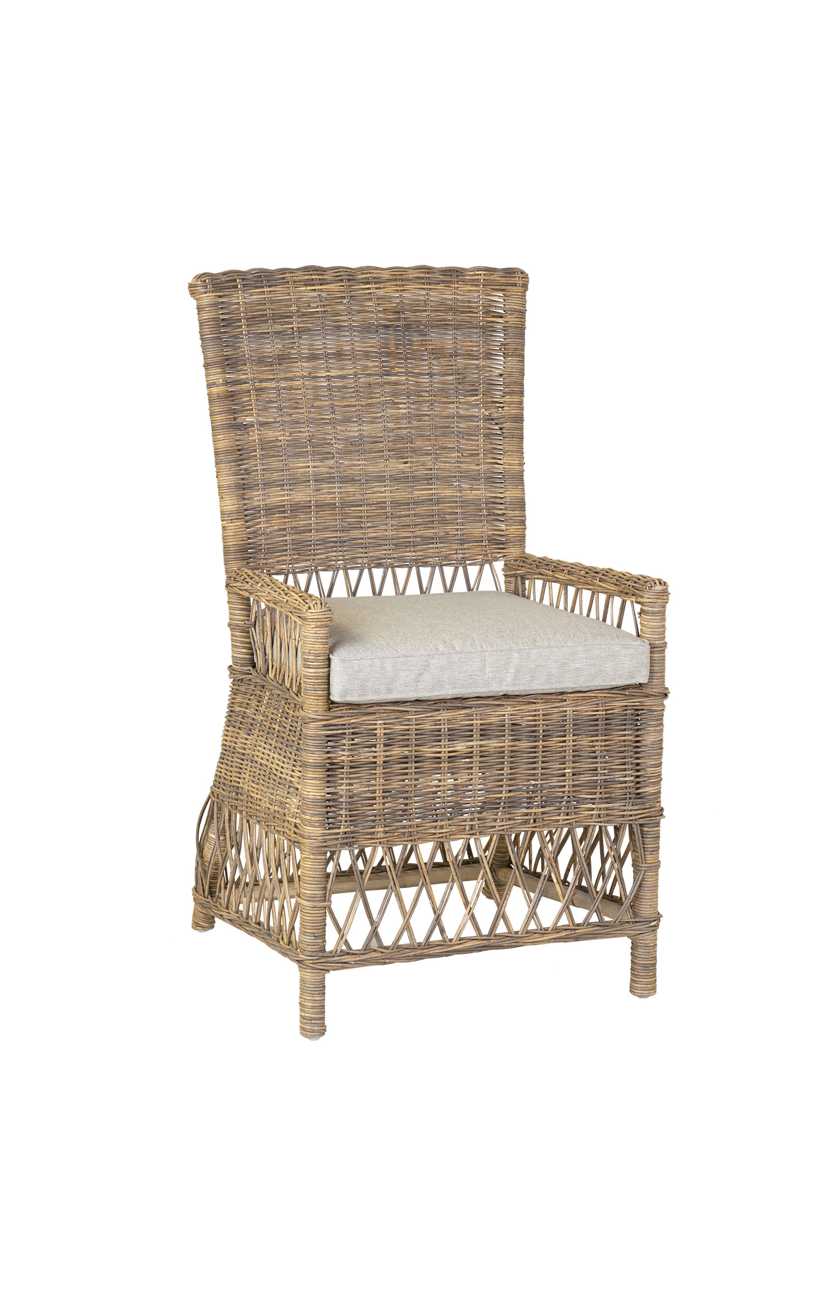East at Main Serena Grey Rattan Dining Chair with Cushion - Tropical ...