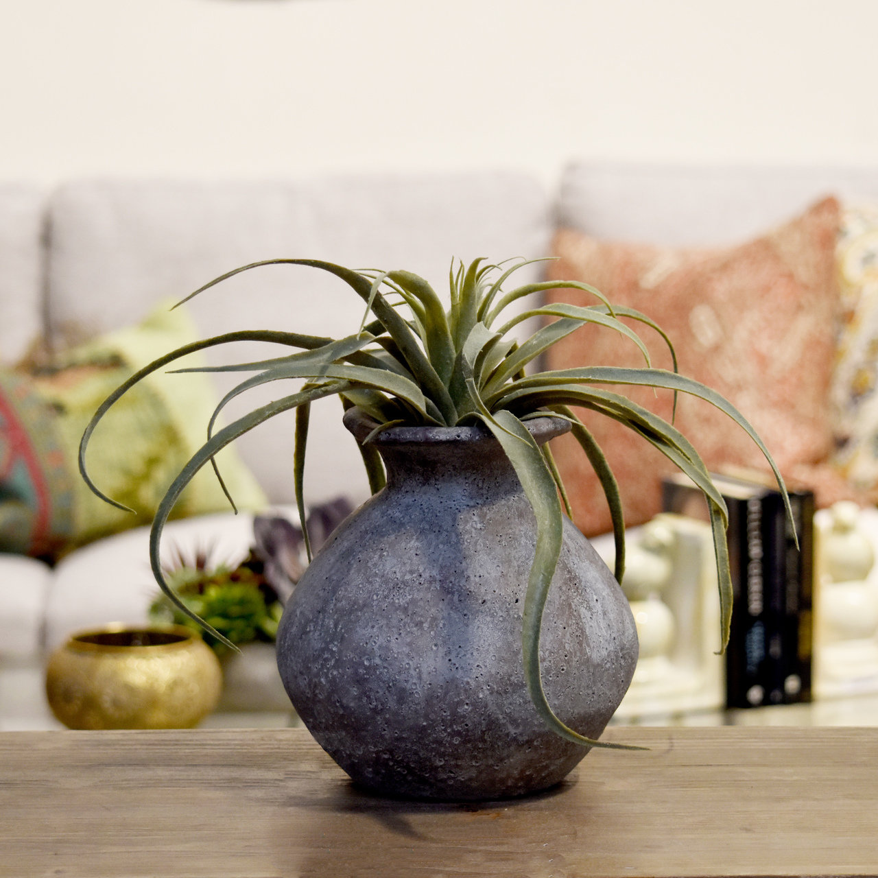 Urban Trends Terracotta Bellied Round Flower Pot With Gray Finish 70962 ...