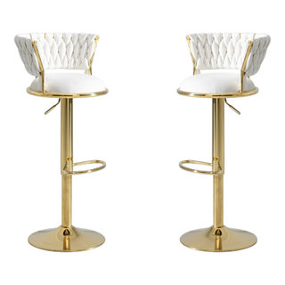 Infinity Swivel Upholstered Counter Stool with Metal Frame Set - Modern ...