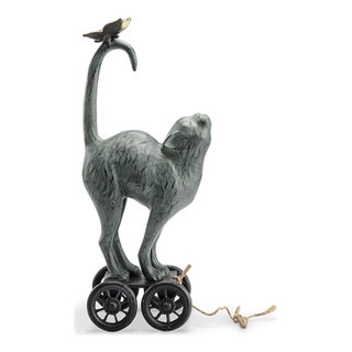 SPI Contented Cat and Butterfly Pu, 17 inches - Contemporary - Garden ...