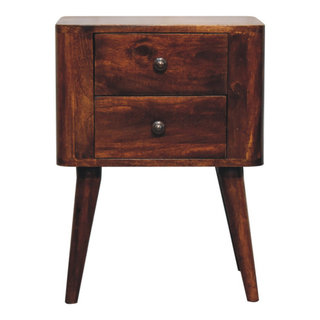 Solid Wood Bera Bedside, Brown, 2 Drawers - Midcentury - Nightstands ...