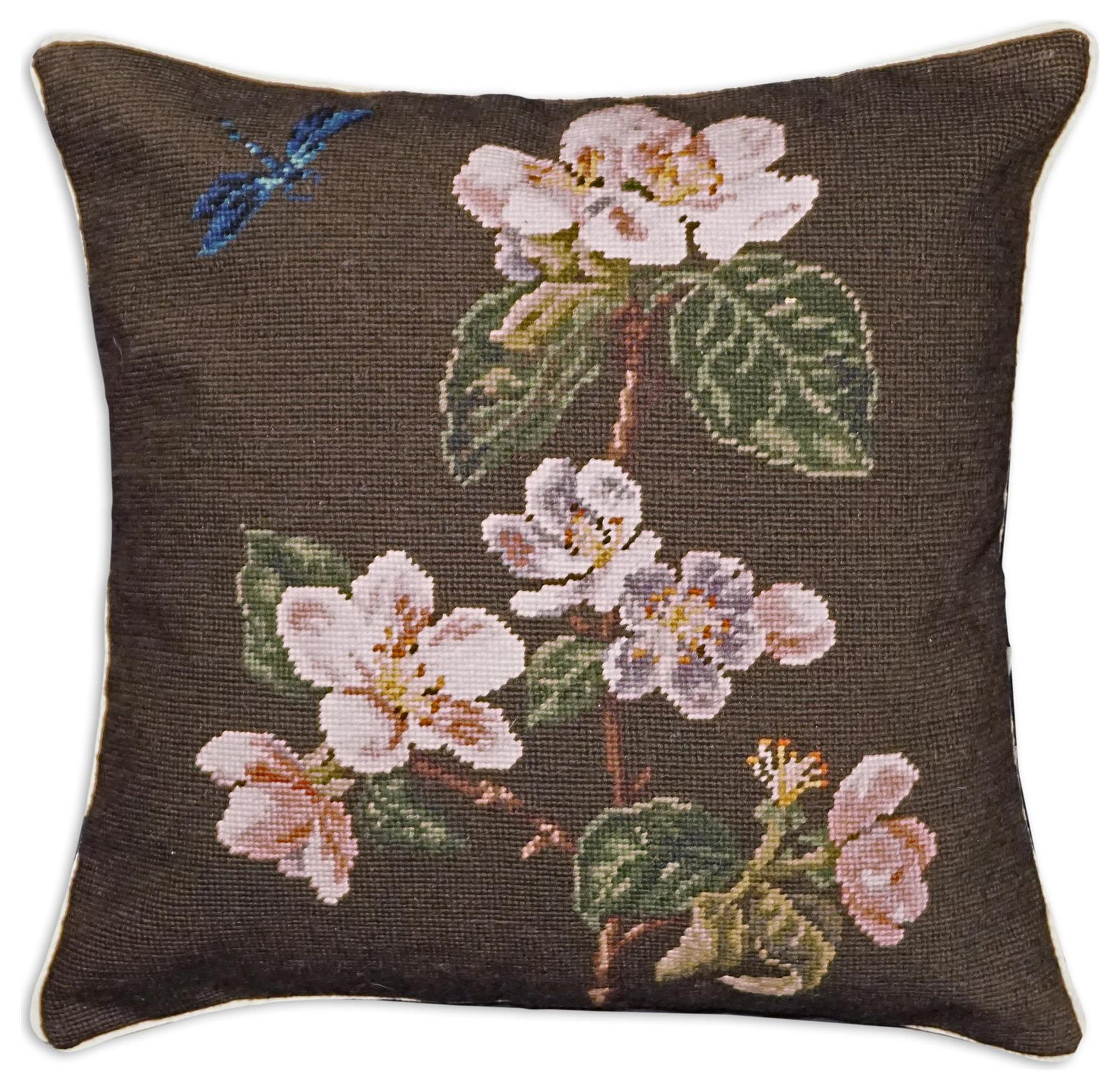 Williamsburg Floral Needlepoint Pillow, 18x18 - Contemporary ...