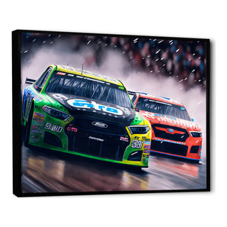 Stock Car Racing Last Lap IV Framed Canvas, 32x24 - Contemporary ...