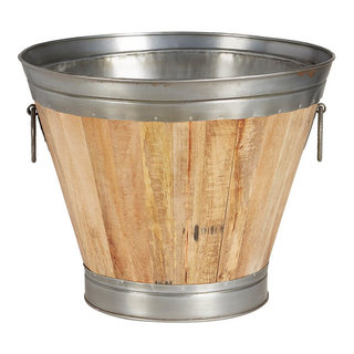 Arbor Round Wood Bucket w/ Iron Handles - Farmhouse - Ice Tools And ...