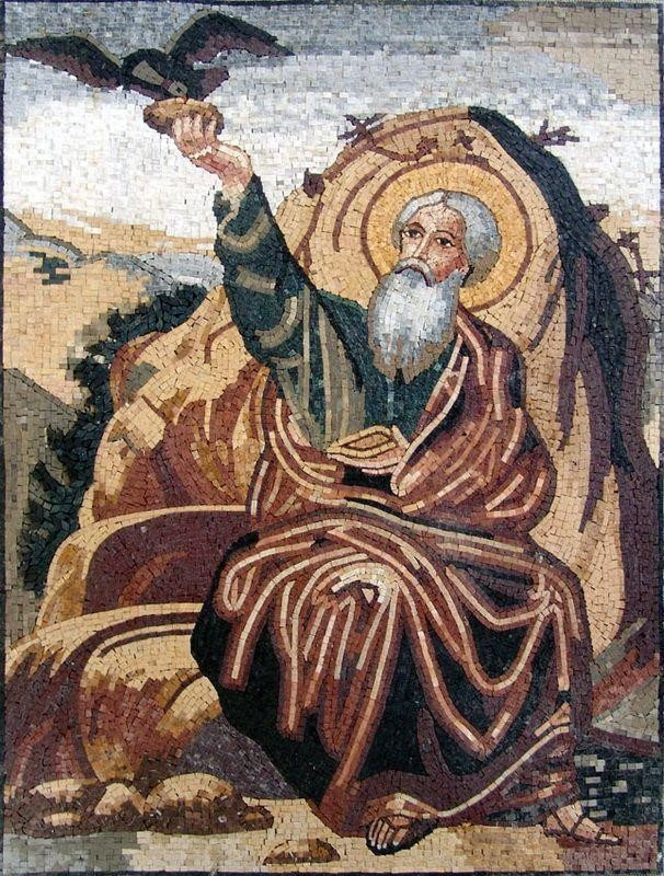 Christian Saint With Holding A Bird, 28" x 35" - Traditional - Tile ...