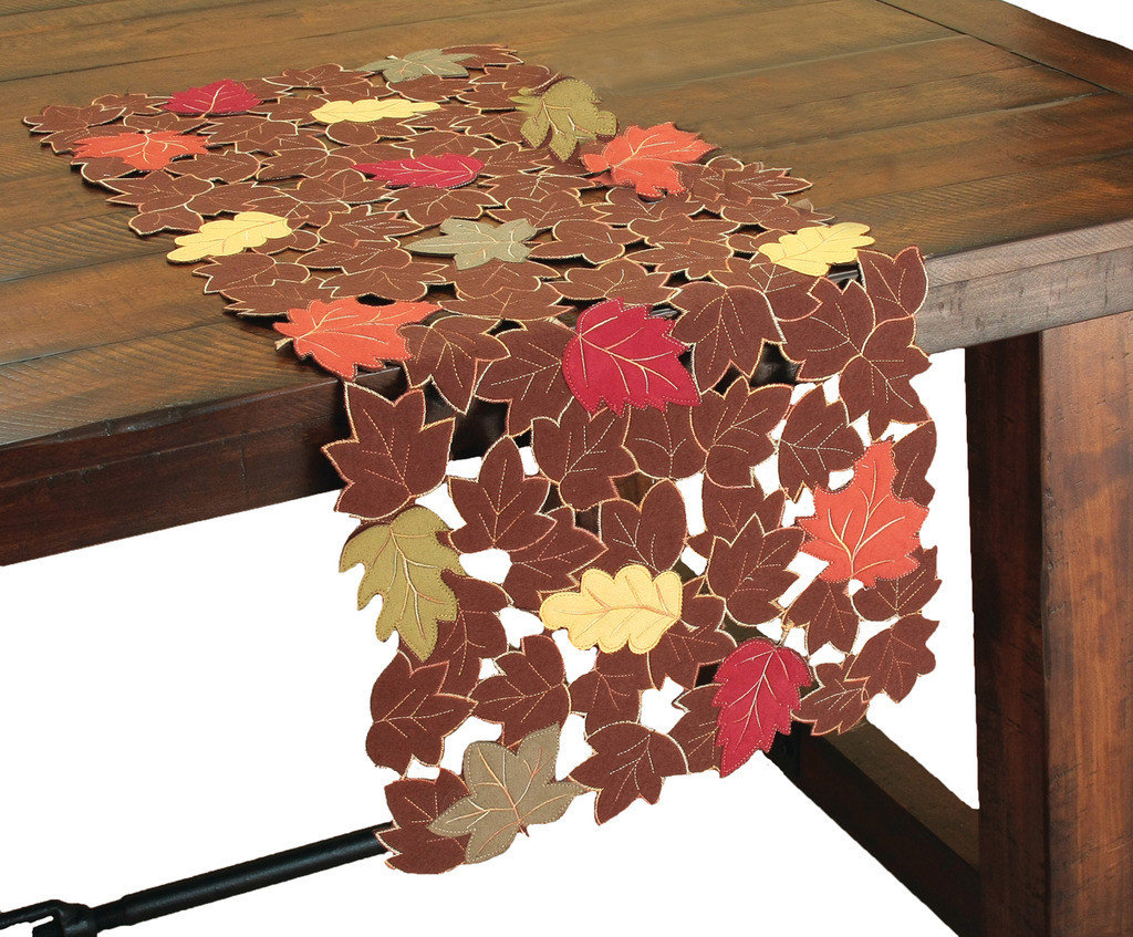 Forest Blanket with Poly, Suede Cutwork Fall Table Runner, 16'x36 ...